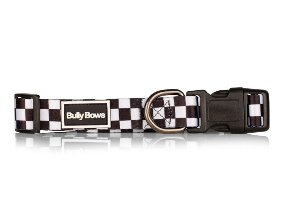 Black And White Checkered Dog Collar – Bully Bows